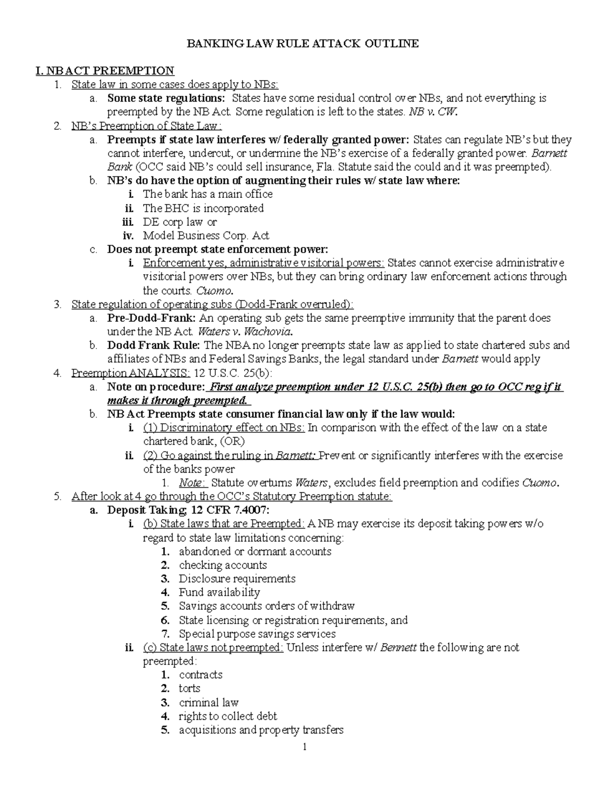 Banking Law - Uncategorized (Attack Sheet) - BANKING LAW RULE ATTACK ...