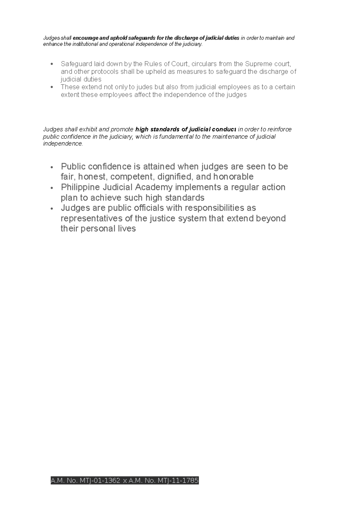 Canpn 1 Sec 7 and 8 - canon 1 NCJC - ####### Judges shall encourage and ...