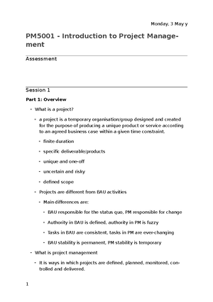project management notes - RHUL - Studocu