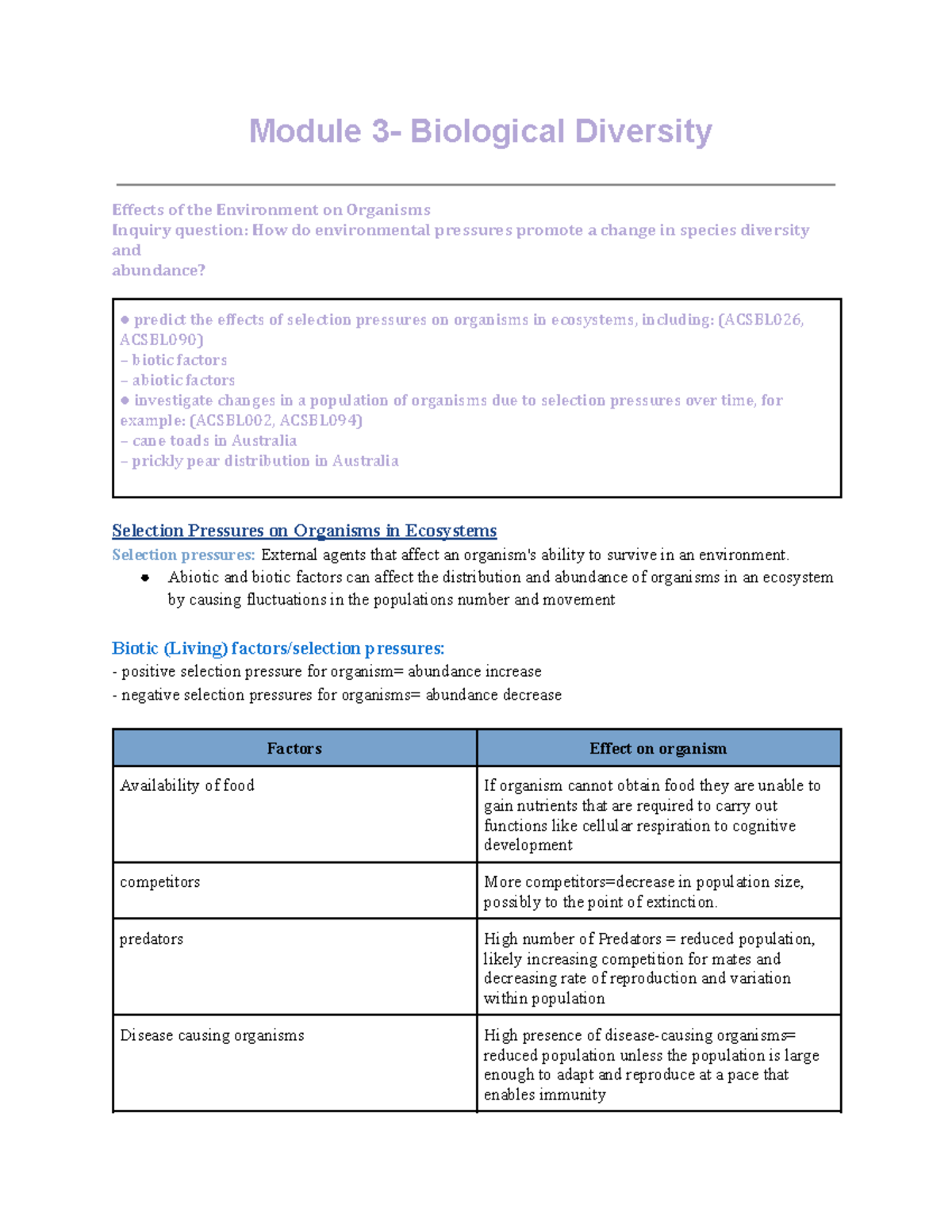 Upload bio mod 3 - prelim bio mod 3 notes - Module 3- Biological ...