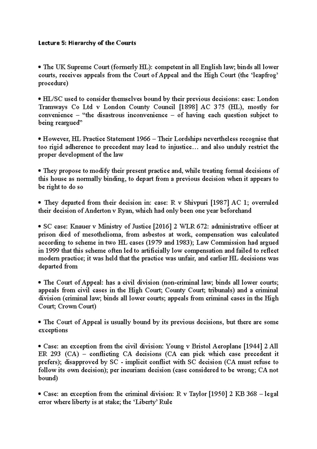 Lecture 5 - Hierarchy of the Courts - .. and also unduly restrict the ...