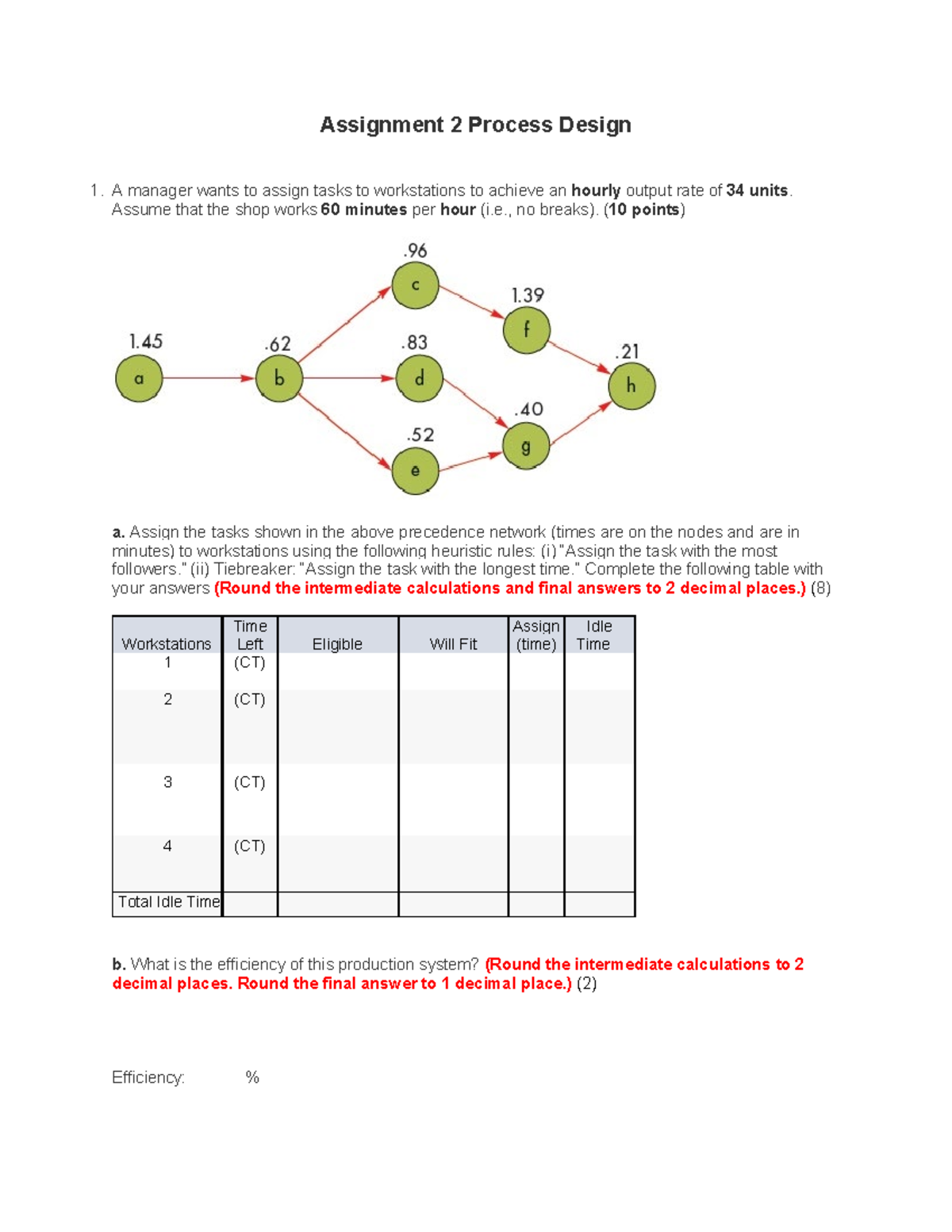 Assignment 2 - hw 2 - Assignment 2 Process Design 1. A manager wants to ...