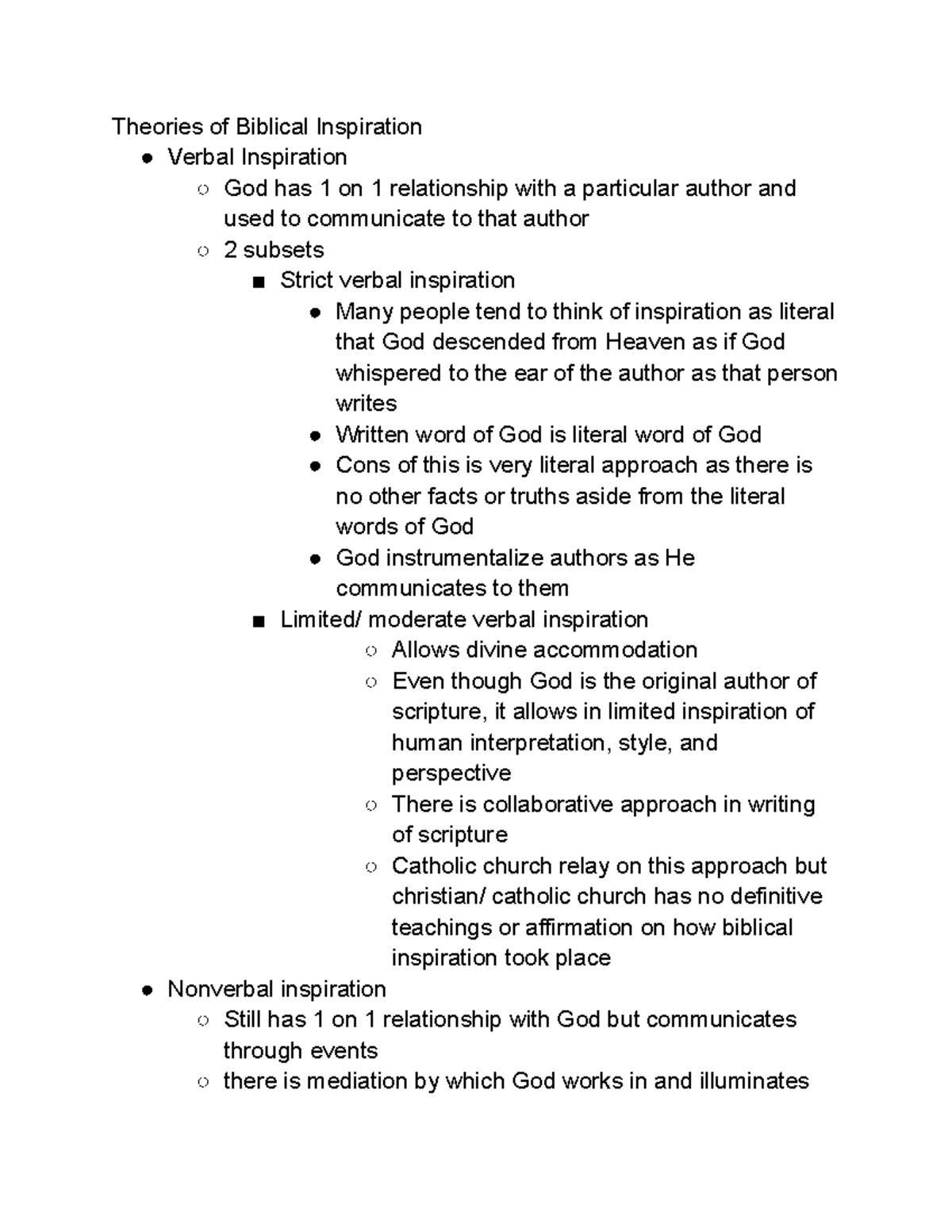 Biblical Inspiration and Inerrancy Notes - Theories of Biblical ...