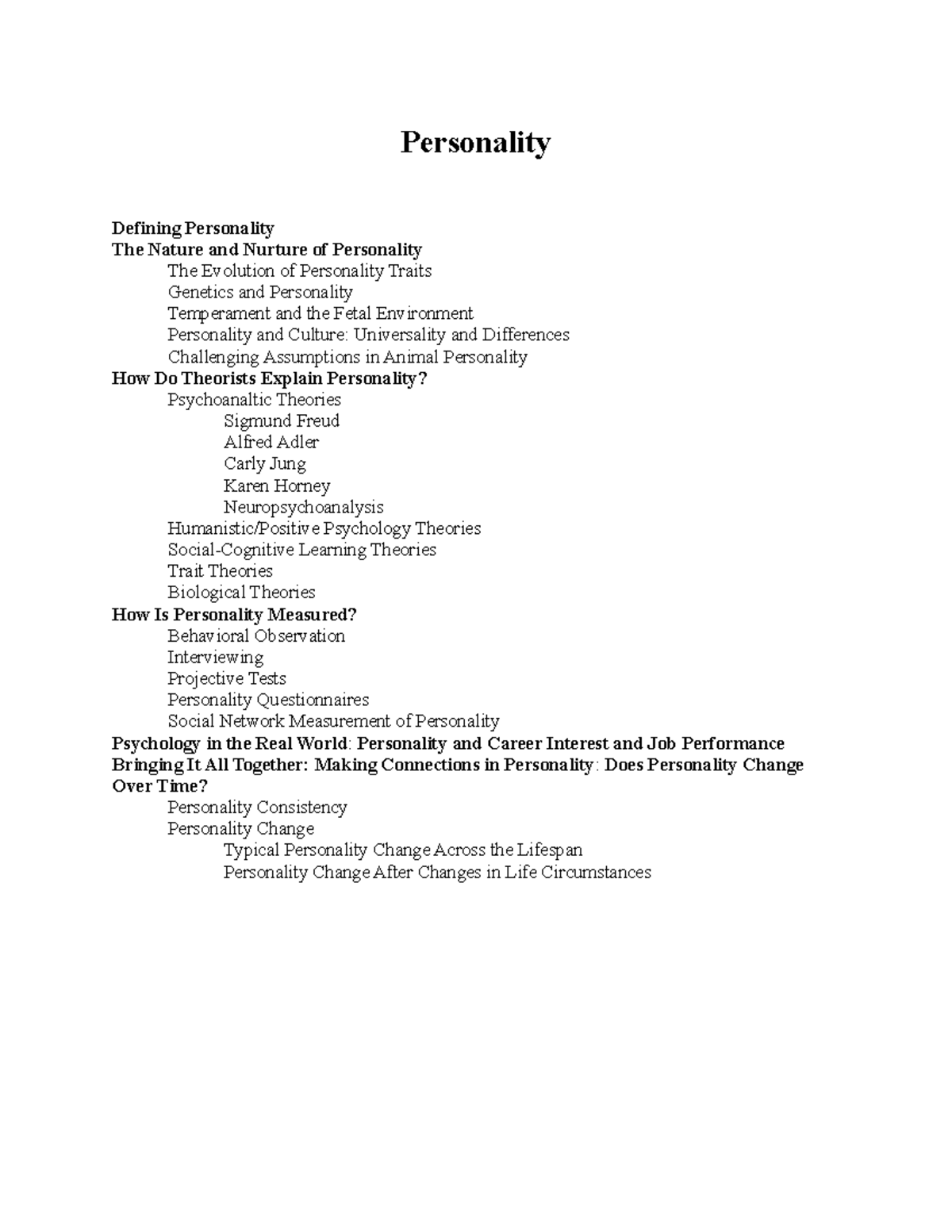 Personality - Outline - Personality Defining Personality The Nature and ...