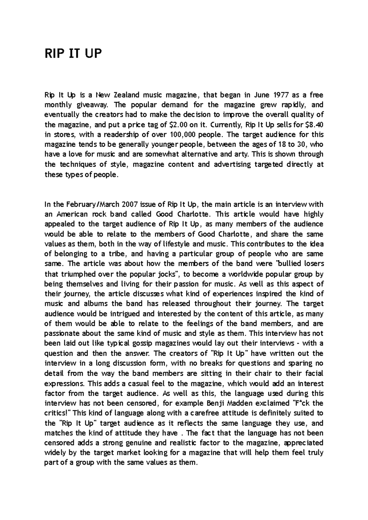 Rip It Up - Grade: A - rip It up Rip It Up is a New Zealand music ...