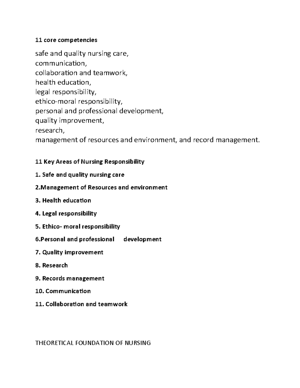 Toaz - 11 core competencies safe and quality nursing care ...