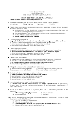 CEU-Pre-Board-Exam-4-Prostho-Dent-Mat.docx - PROSTHODONTICS 1,2,3 AND ...