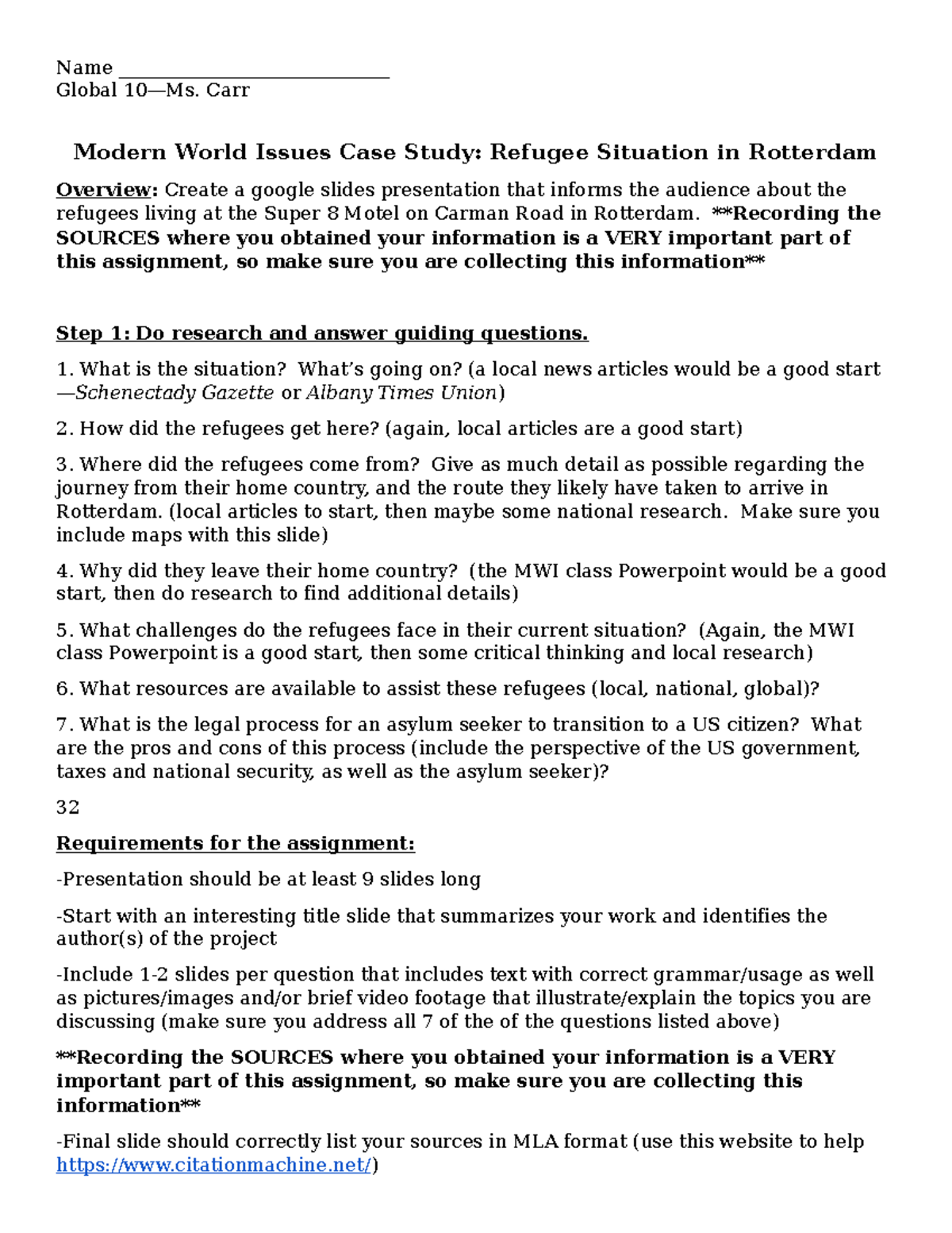 10 - project for global - Name _____________________________ Global 10 ...