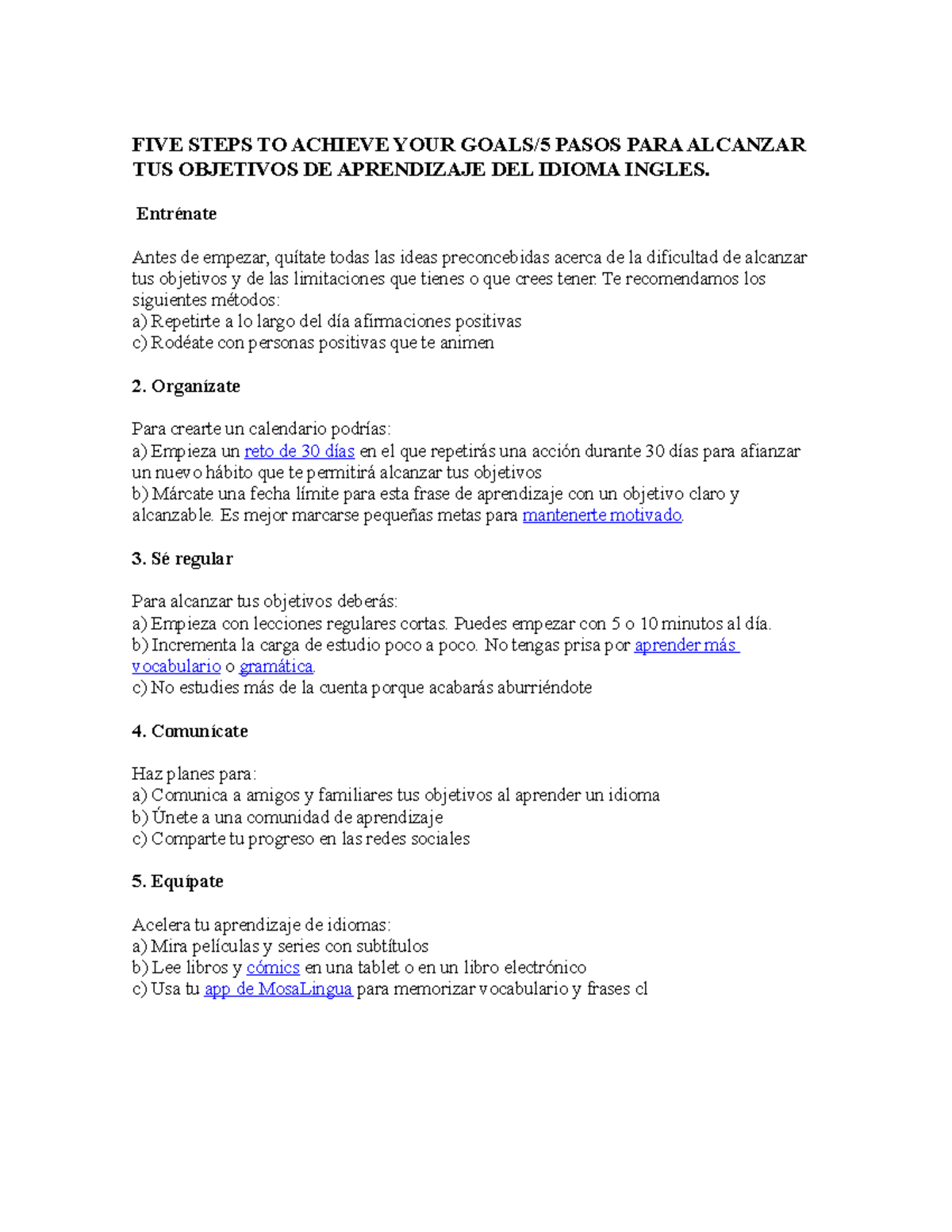 5 Pasos PARA Alcanzar TUS Metas - FIVE STEPS TO ACHIEVE YOUR GOALS/5 ...