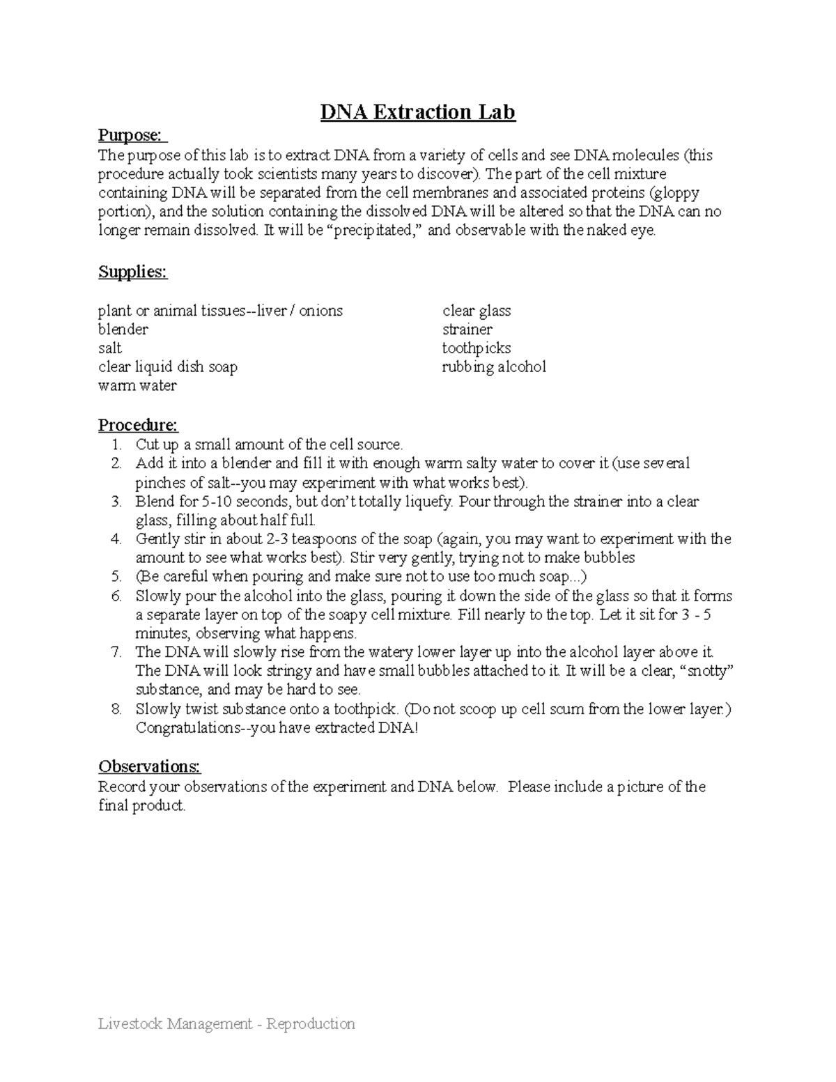 Activity-DNA-Extraction - Biology For Health Sciences - Studocu