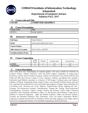 Lab Manual CSC353 CG V2 - CCS353 –Lab Manual 1 LAB MANUAL Course: CSC 353 Computer Graphics ...