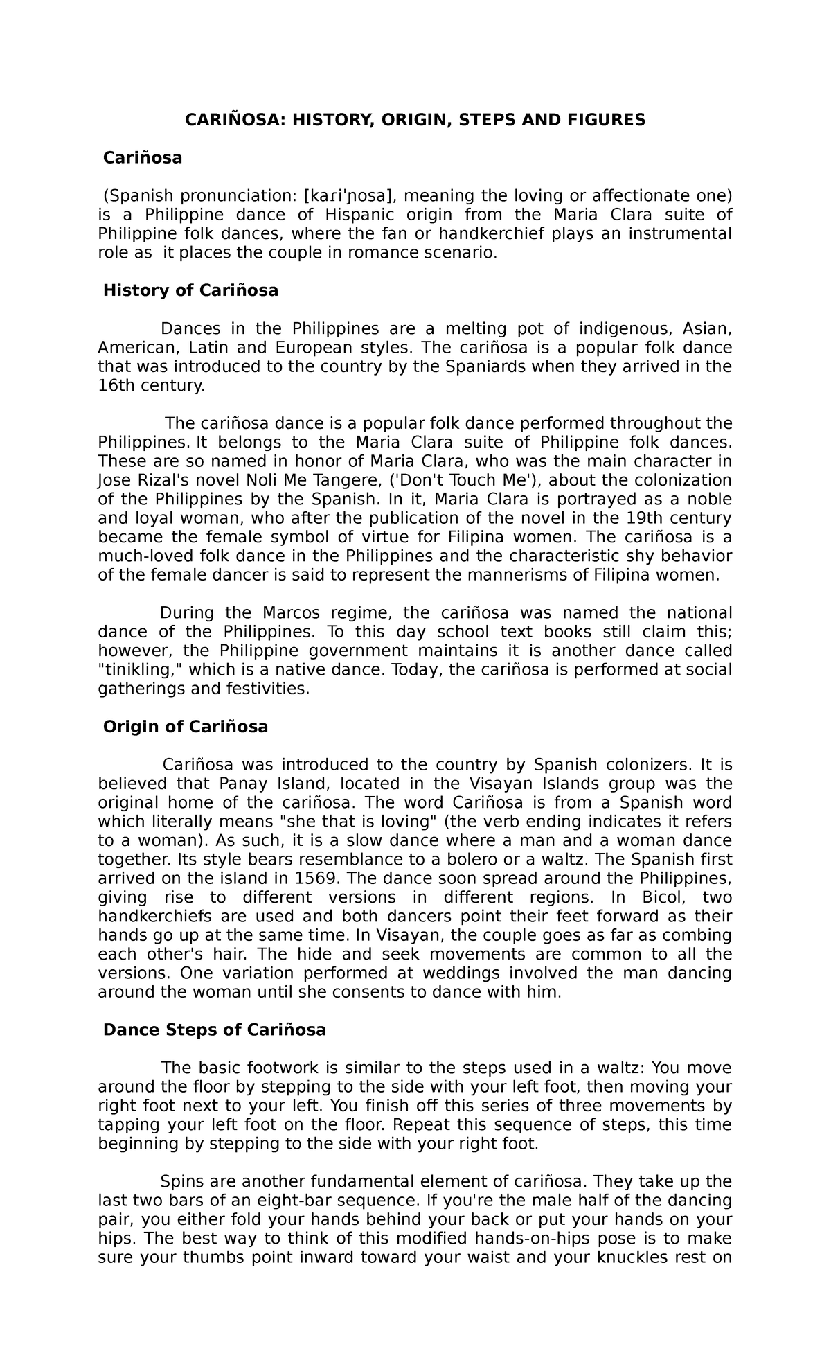 Carinosa - Cariñosa - CARIÑOSA: HISTORY, ORIGIN, STEPS AND FIGURES ...