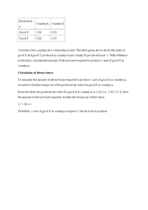 [Solved] Consider country with two good models where labor is the only ...