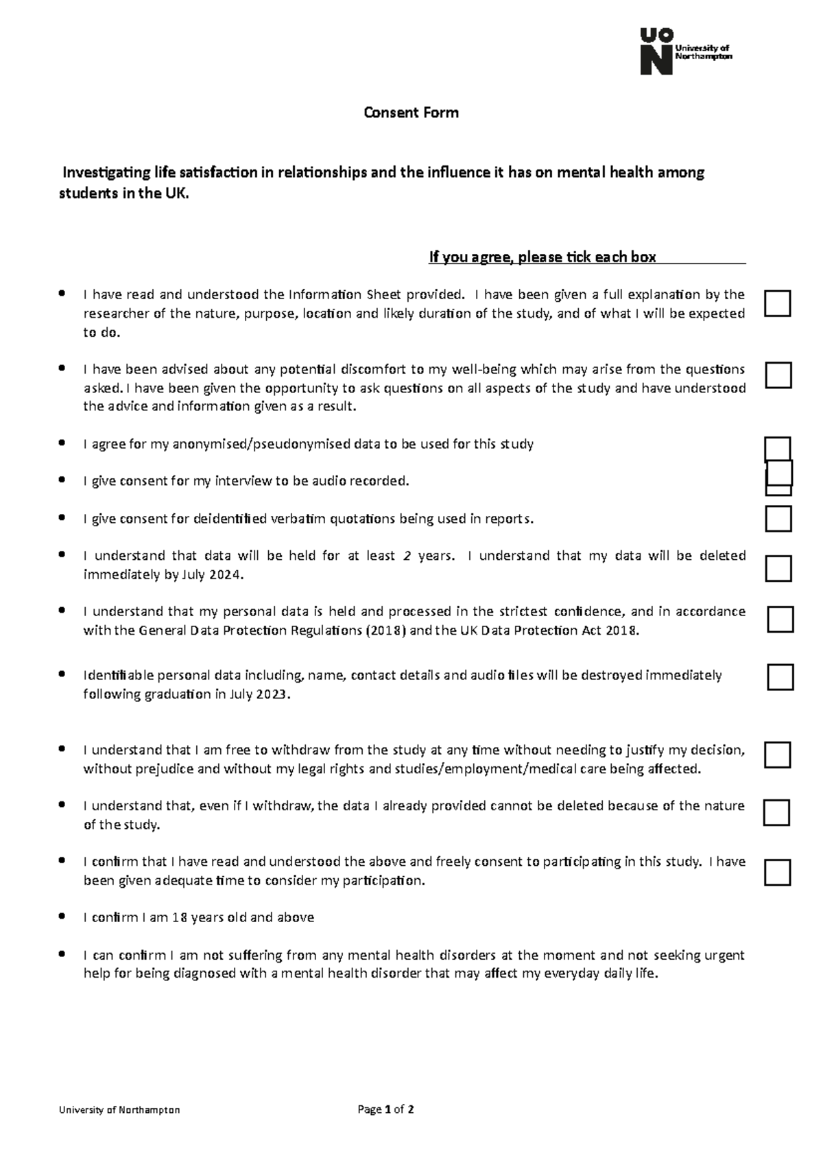 Consent Form 2019 FN - Consent Form Investigating life satisfaction in ...