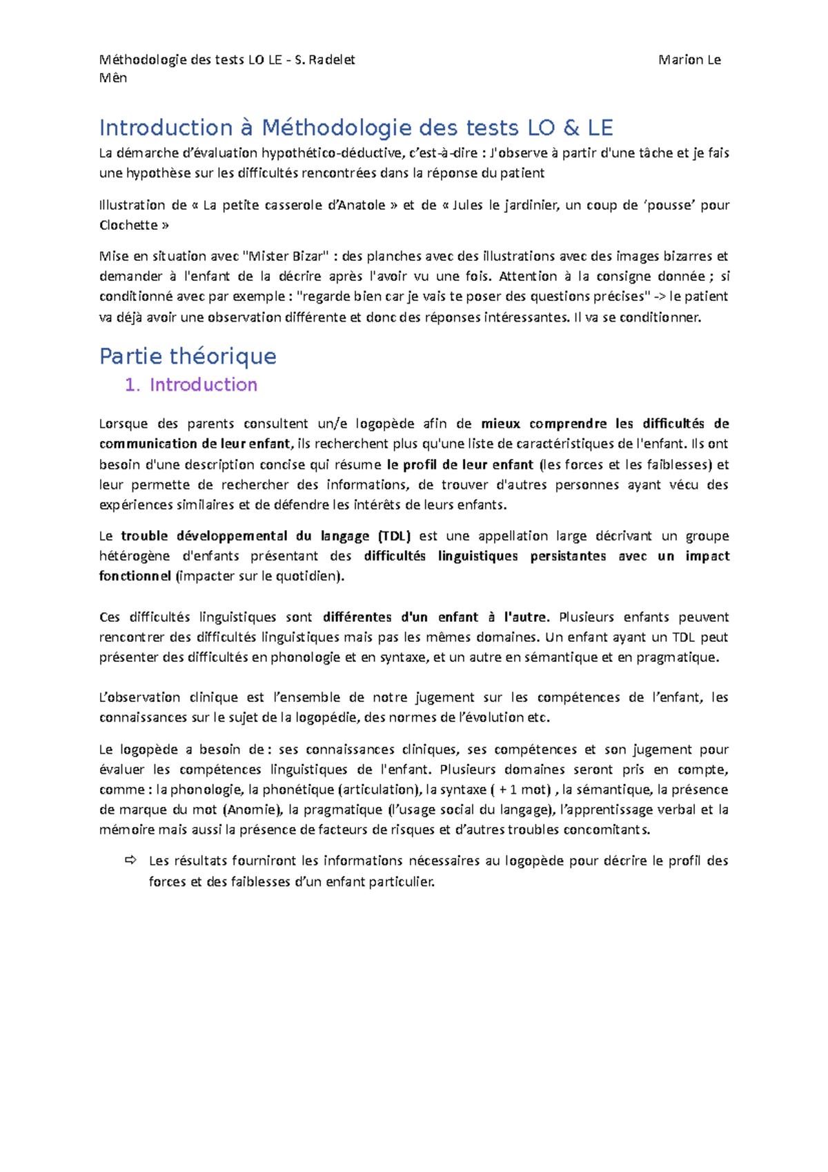 Partie théorique (1) - Mên Introduction à Méthodologie des tests LO ...