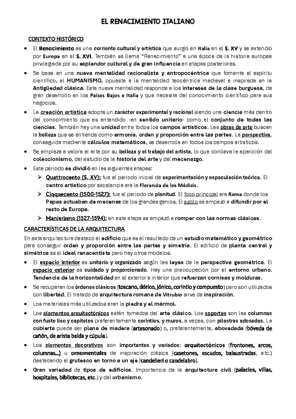 Tema Renacimiento italiano - EL RENACIMIENTO ITALIANO CONTEXTO ...