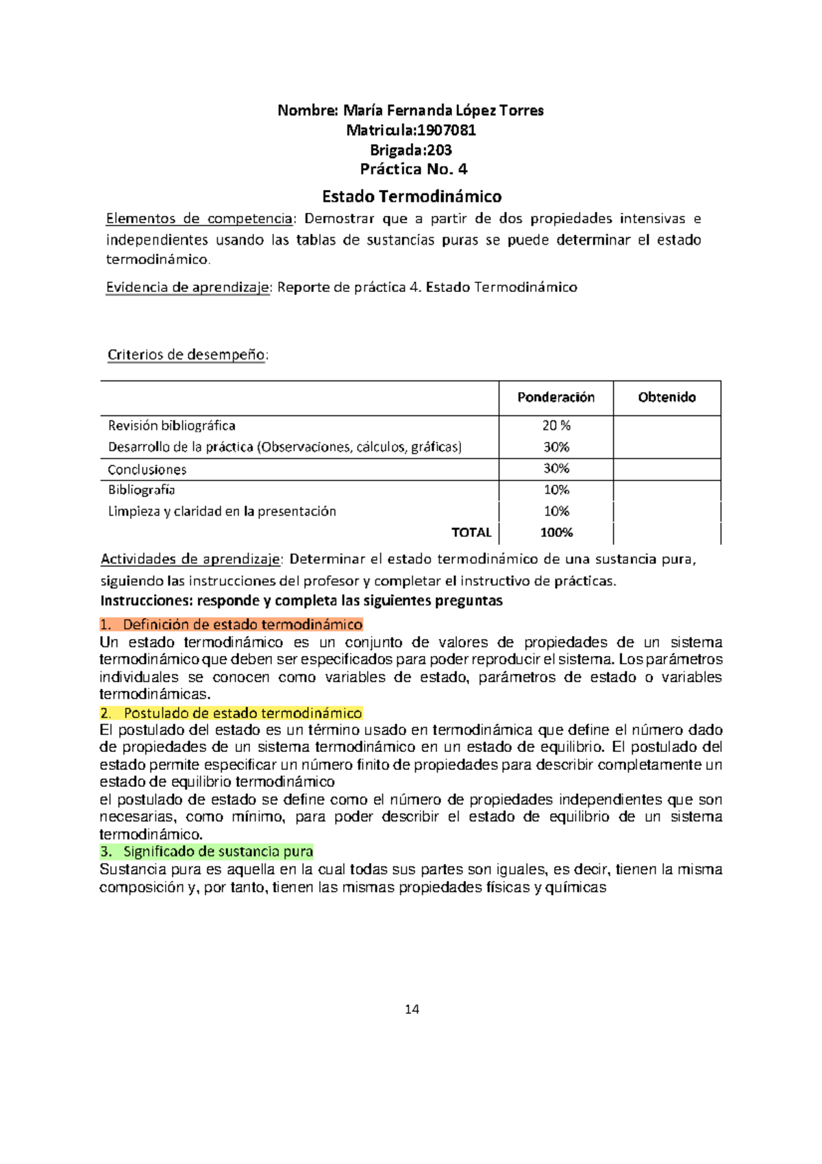 1907081 Práctica 4 Lab Termo B203 - Nombre: María Fernanda López Torres ...
