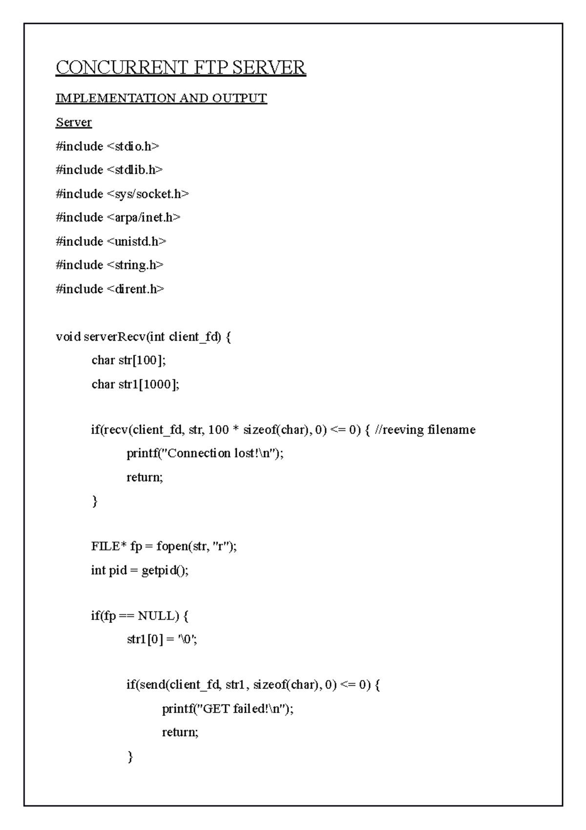 CONCURRENT FTP SERVER CLIENT AND LINK STATE ROUTING - B.tech - AKTU - StuDocu