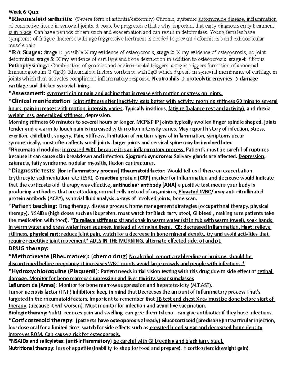 notes week 6 study guide for notes week 6 - N180 - WCU - Studocu