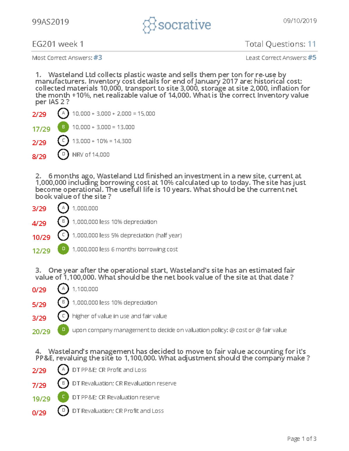 Socrative EG Week 1 - Quiz week 1 and answers - 99AS2019 09/10/ EG201 ...