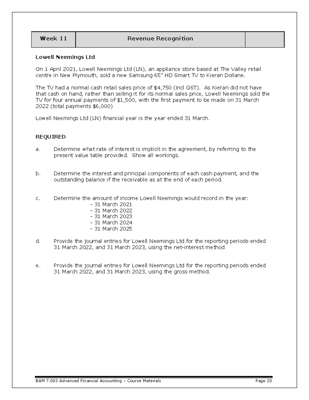Revenue Recognition - Example - BAM 7 Advanced Financial Accounting ...