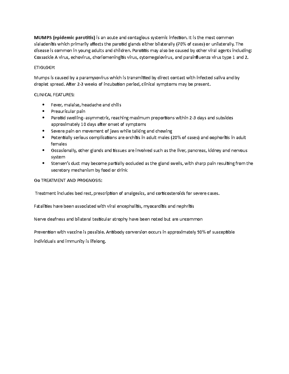 Oral Pathology - Mumps - Disclaimer: Contents from my transes came from ...