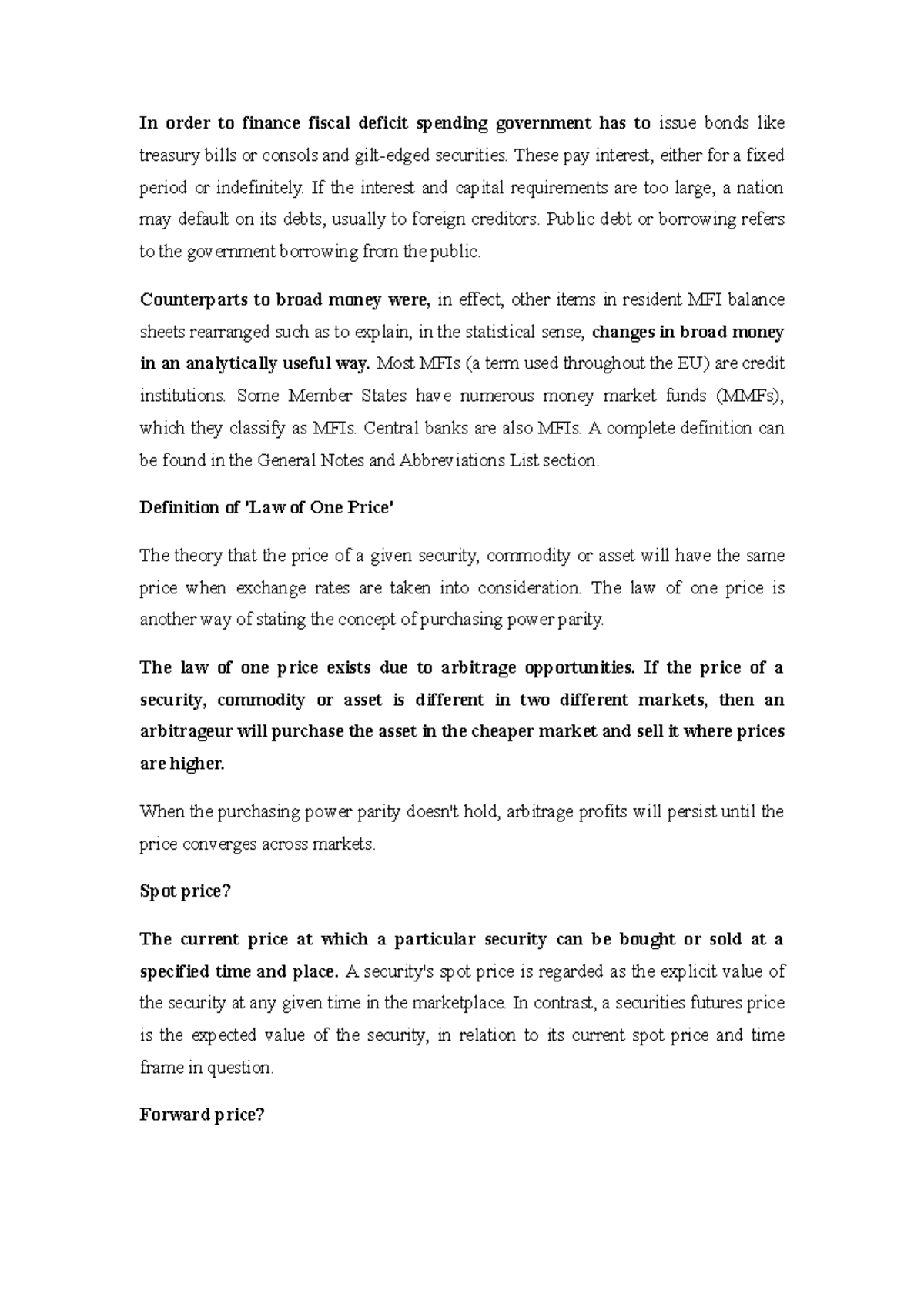 Economics Lecture notes 3 - In order to finance fiscal deficit spending ...