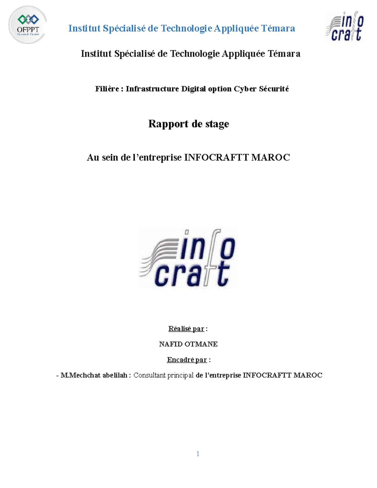Rapport de stage - Summary ofppt maroc - TSESA - Institut Spécialisé de ...
