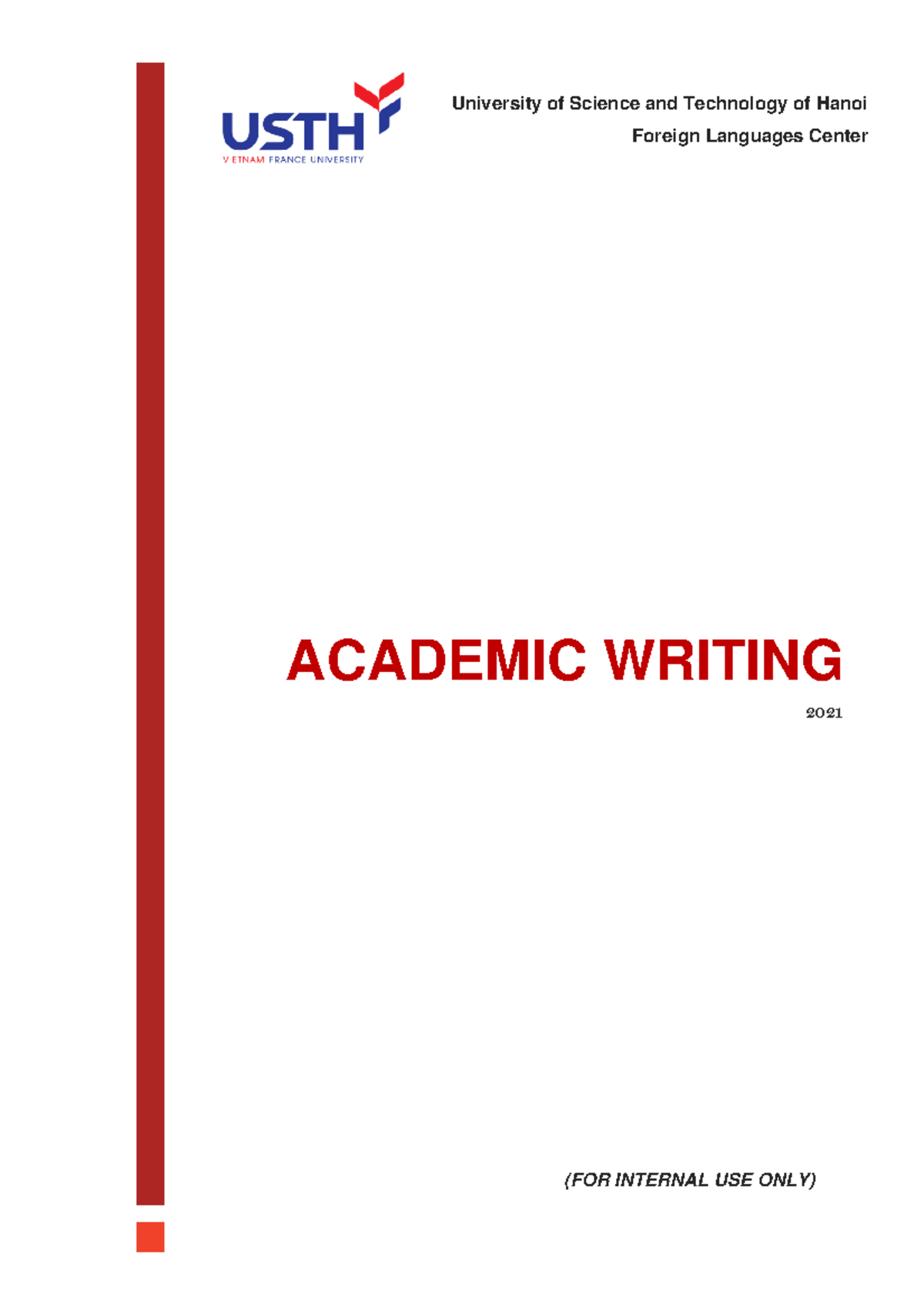 Academic Writing - Student book - ACADEMIC WRITING 2021 (FOR INTERNAL ...