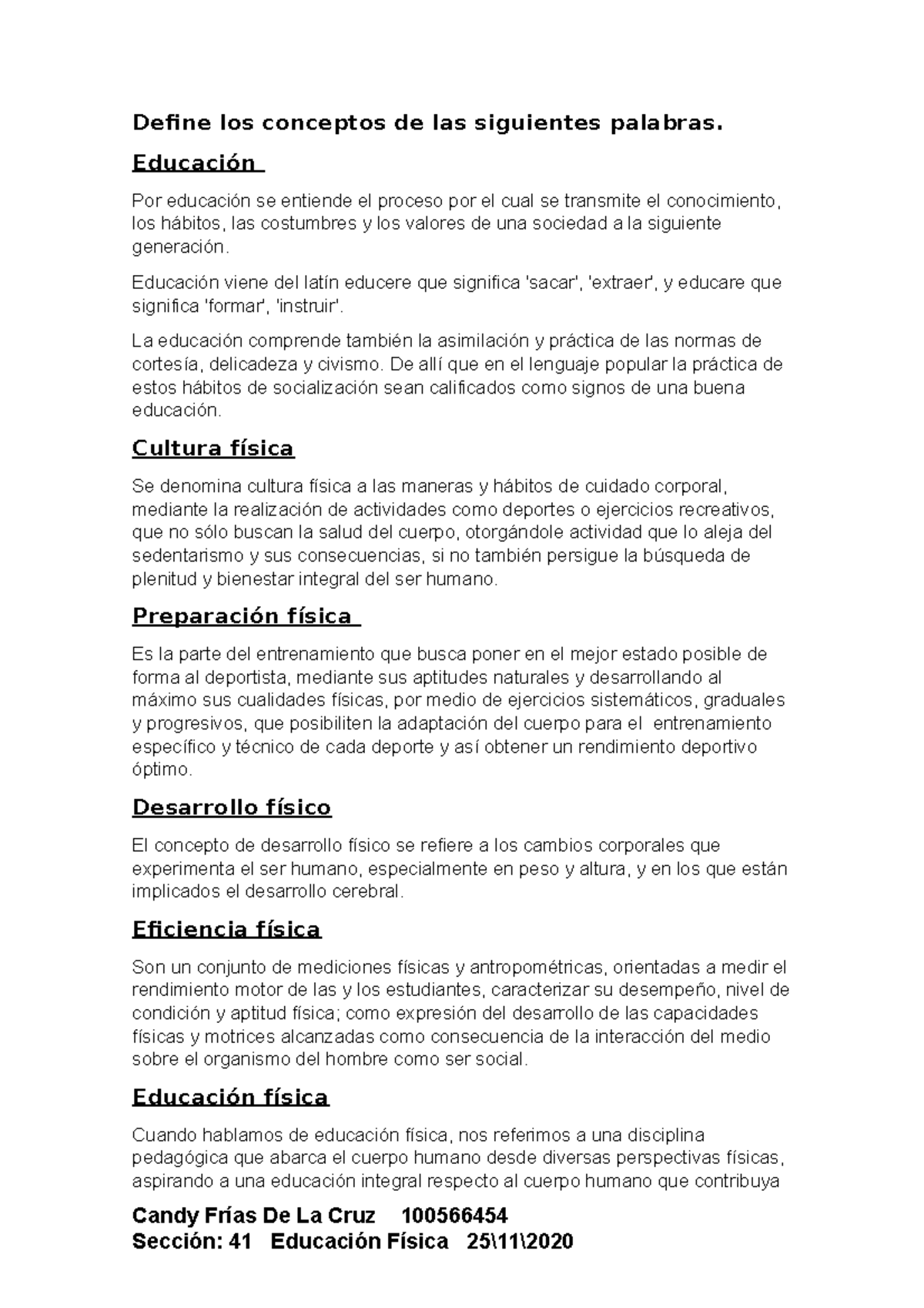 Definicion de conceptos - Define los conceptos de las siguientes ...