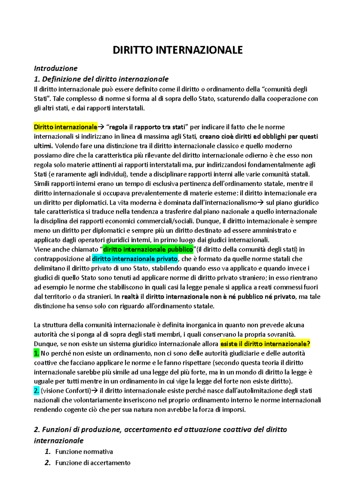 Diritto Internazionale - DIRITTO INTERNAZIONALE Introduzione 1 ...