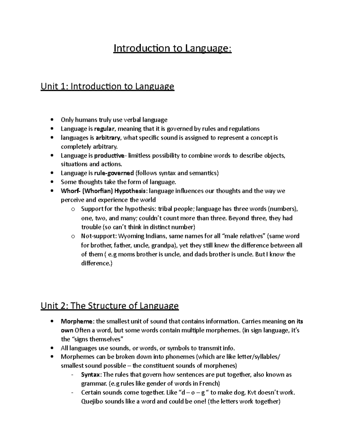 Week 6 - Introduction to Language - Introduction to Language: Unit 1 ...
