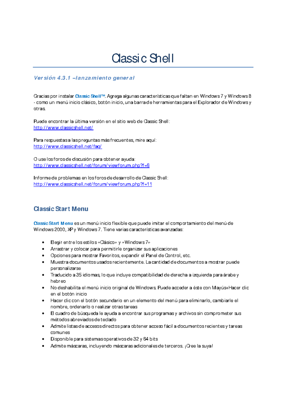 Classic Shell Readme - Ciencias de la Educación - UNA - Studocu