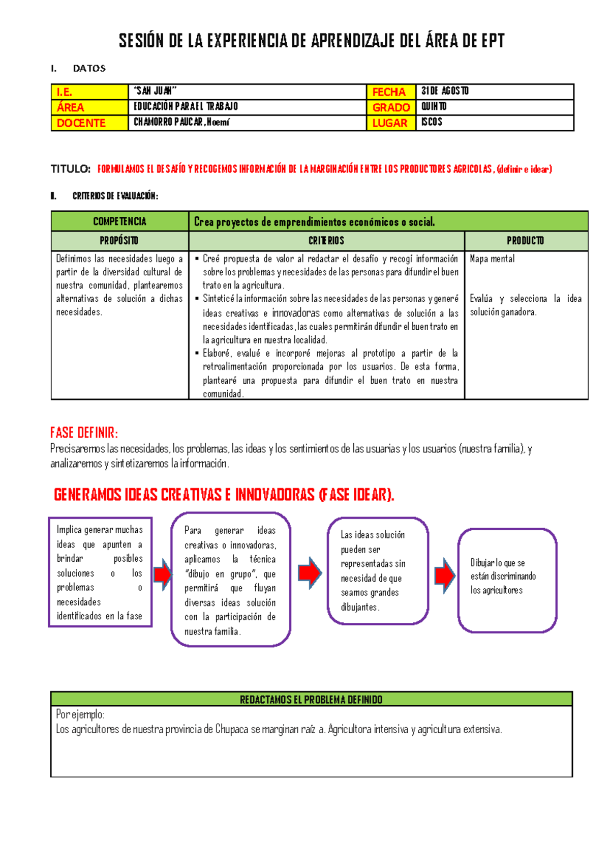 5° EPT. Semana 24. Sarai Casas - SESIÓN DE LA EXPERIENCIA DE APRENDIZAJE DEL ÁREA DE EPT I ...