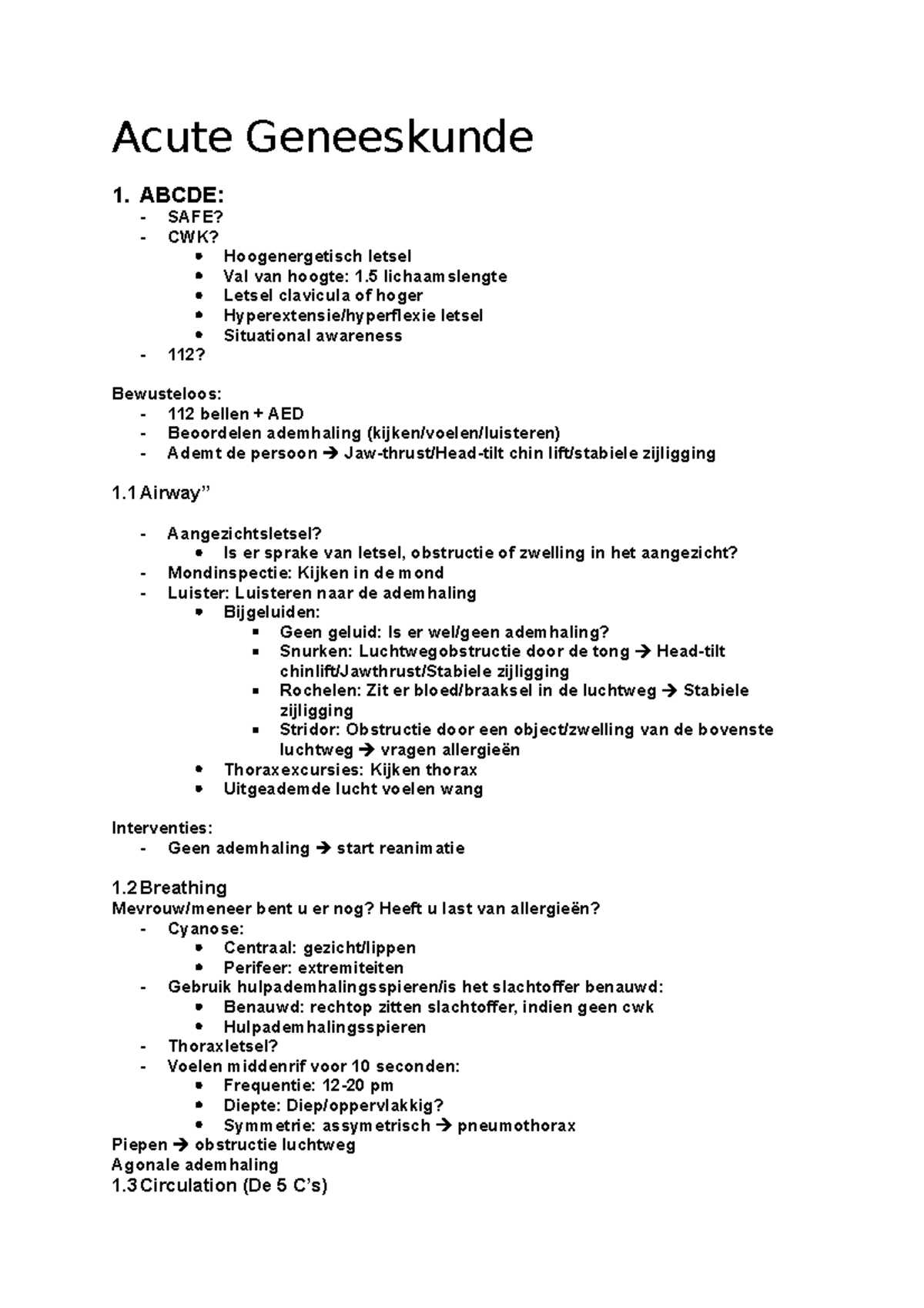 Acute Geneeskunde - ABCDE: - SAFE? - CWK? Hoogenergetisch letsel Val ...