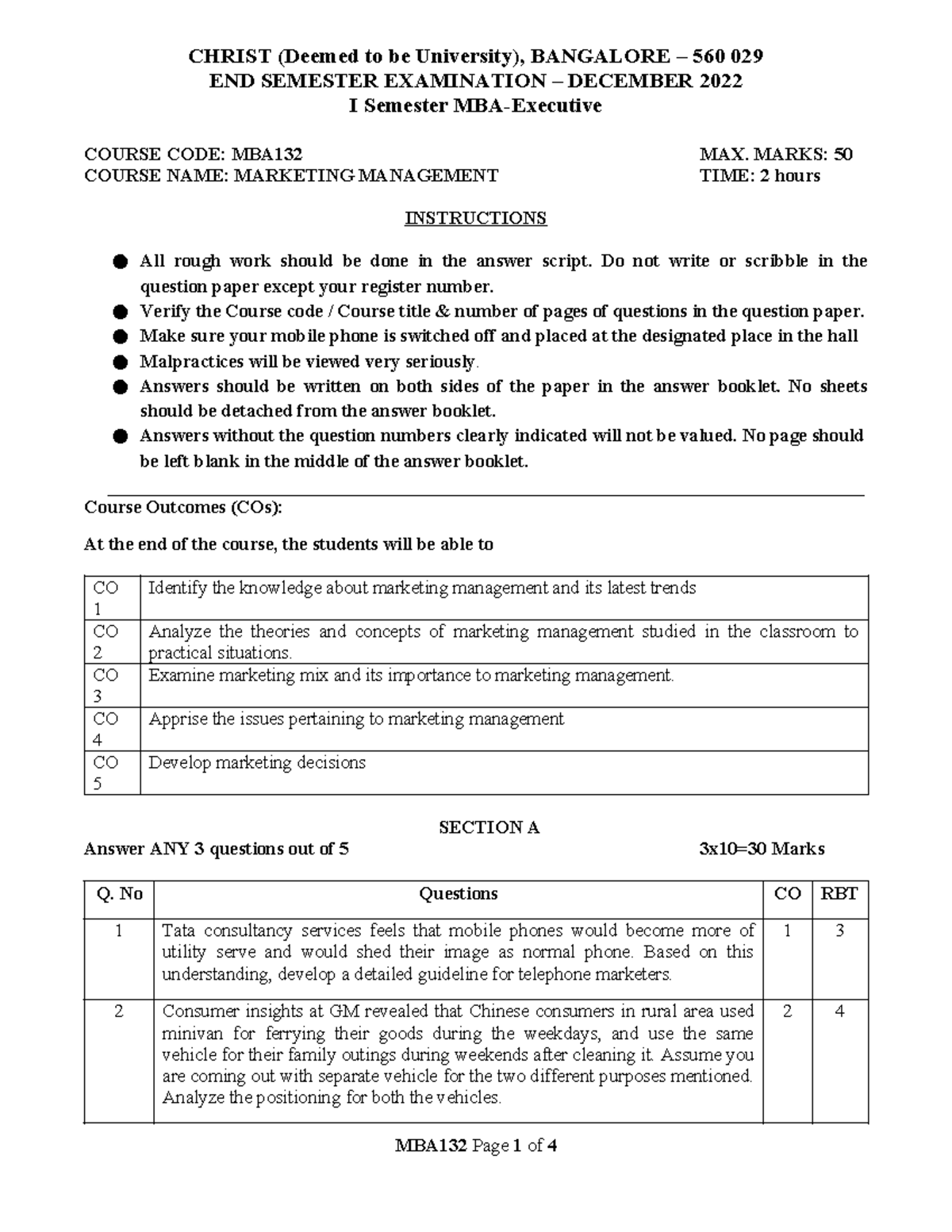 MBAE132 - padhlo - CHRIST (Deemed to be University), BANGALORE – 560 ...