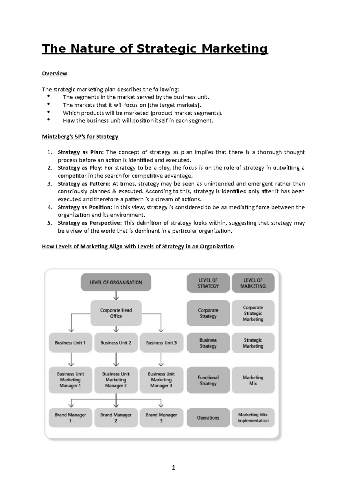 Chapter 1 - The Nature of Strategic Marketing - The Nature of Strategic ...