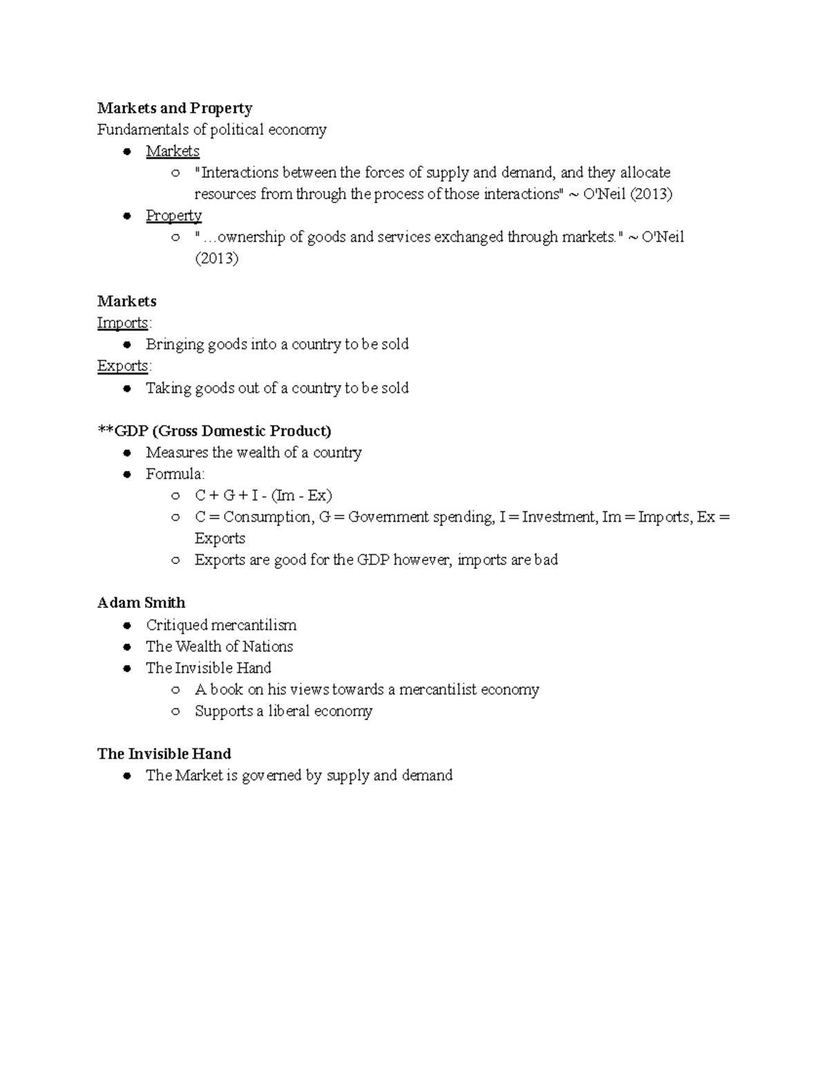 The Components of the Economy Notes - Markets and Property Fundamentals ...