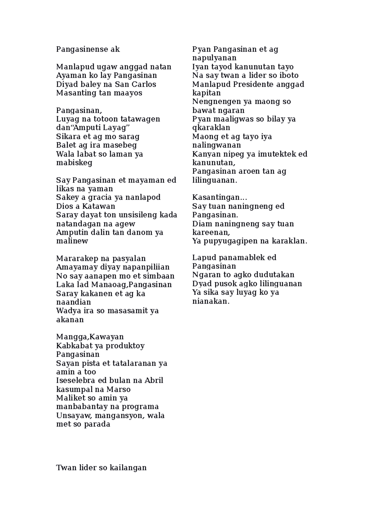 Poem poetry - dkowdow - Pangasinense ak Manlapud ugaw anggad natan ...