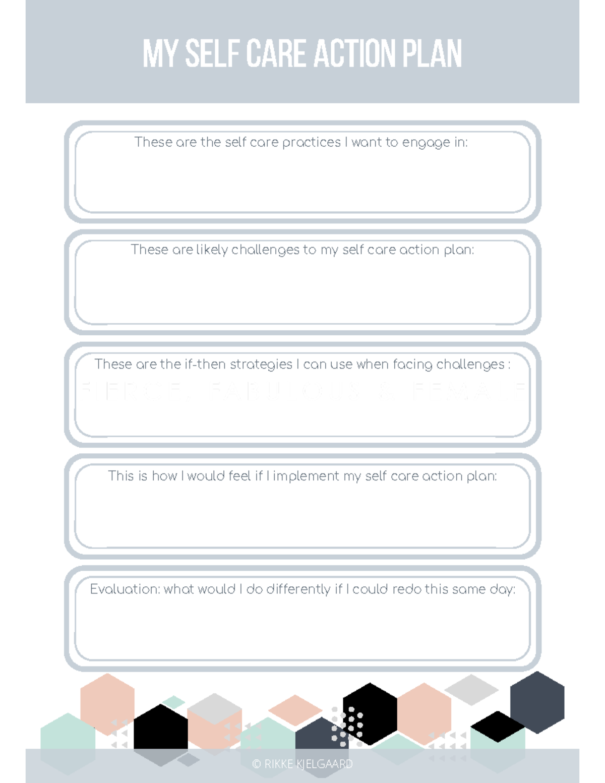Worksheet My self care action plan-2 - Psicología Clinica I - These are ...
