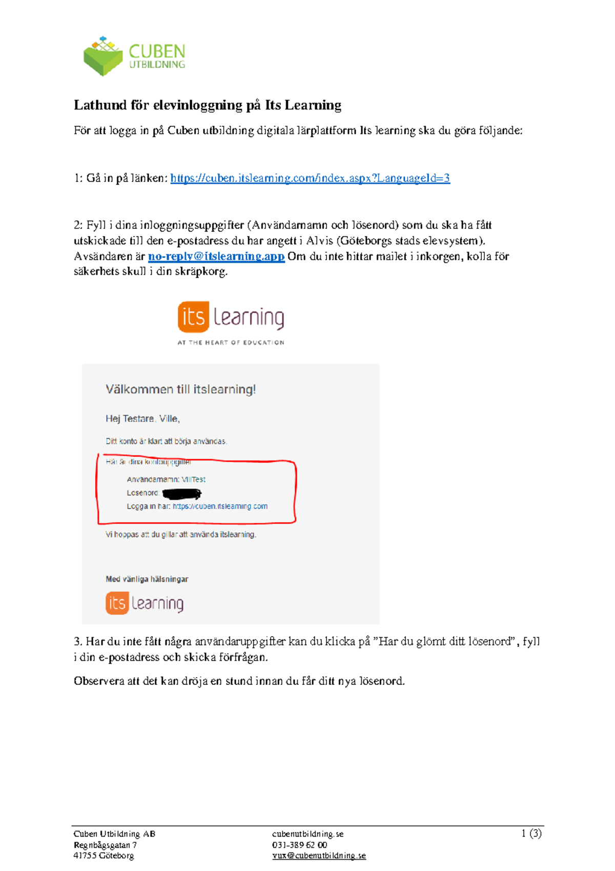 Lathund elevinloggning Its Learning - Cuben Utbildning AB ...