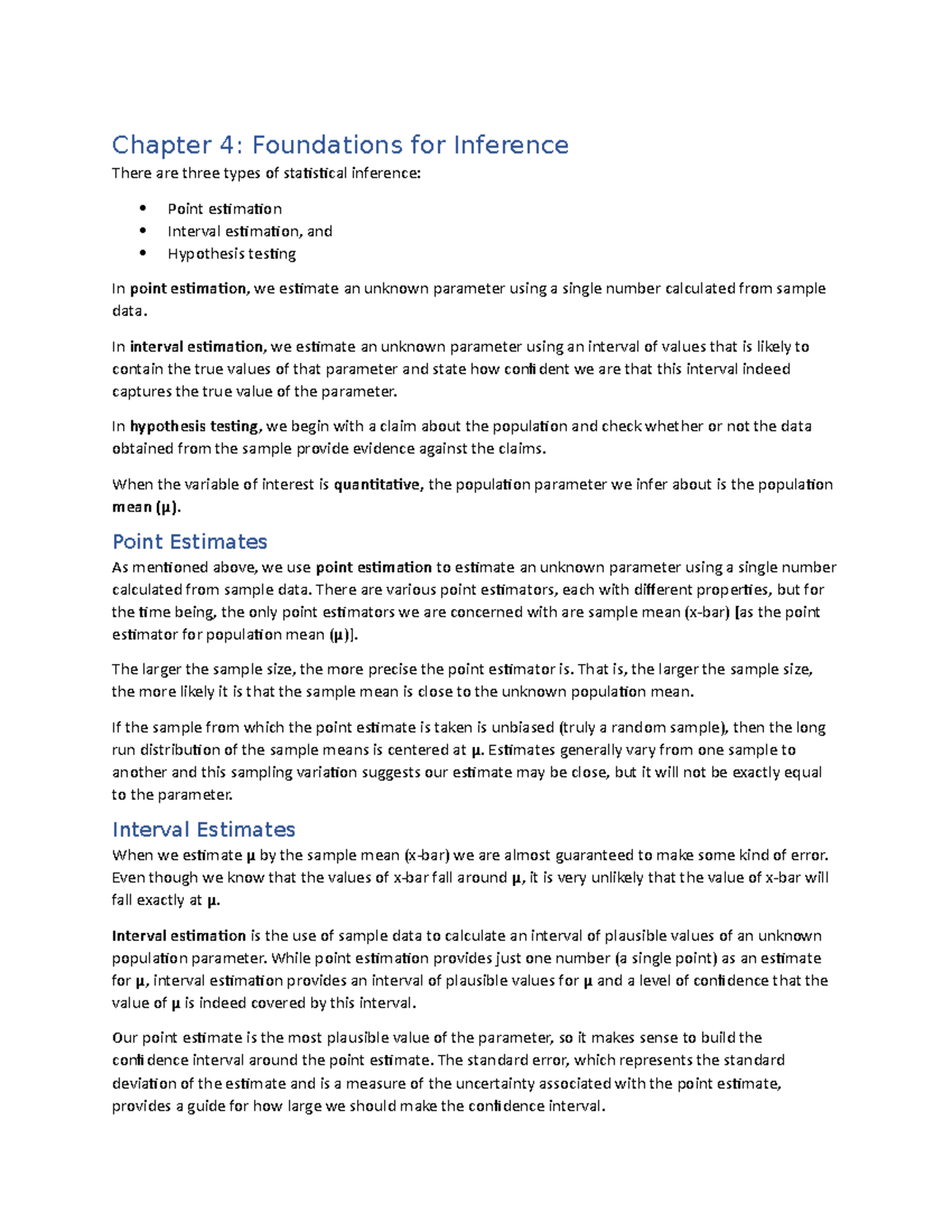 Chapter 4 Lecture Notes - Chapter 4: Foundations for Inference There ...