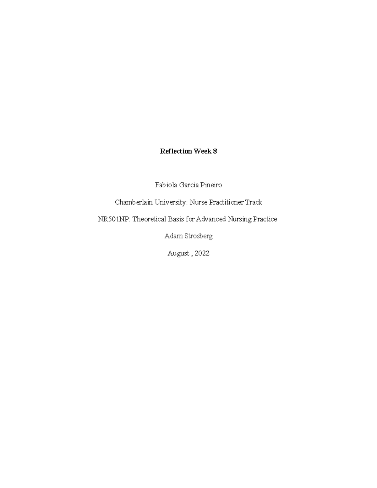 Reflection Week 8 - I really enjoyed this week because I felt that there was more interaction ...