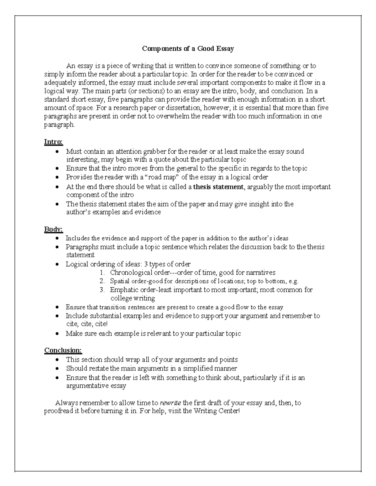 College essay format 15 - Components of a Good Essay An essay is a ...