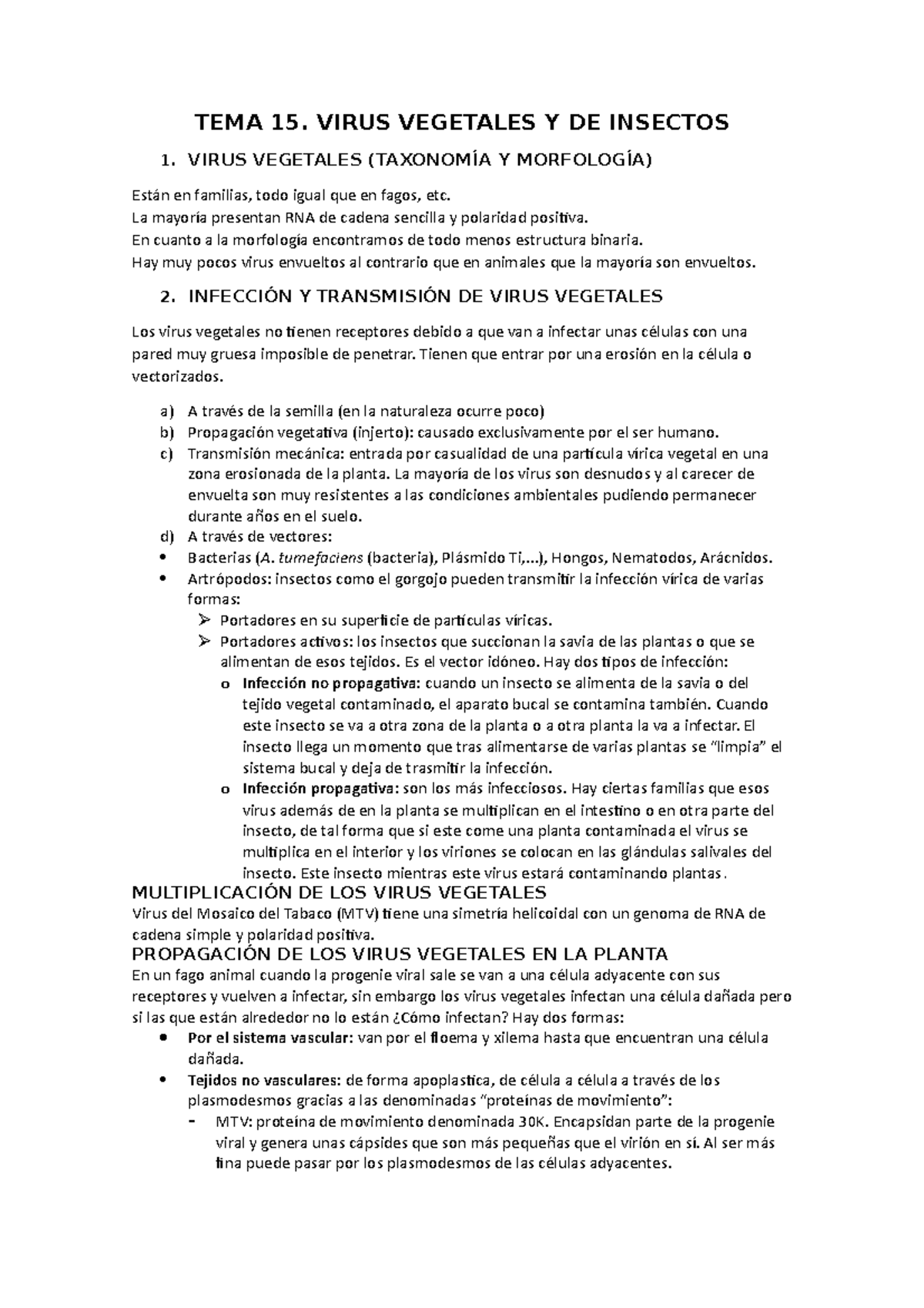 TEMA 15 - Apuntes 13 - TEMA 15. VIRUS VEGETALES Y DE INSECTOS 1. VIRUS ...