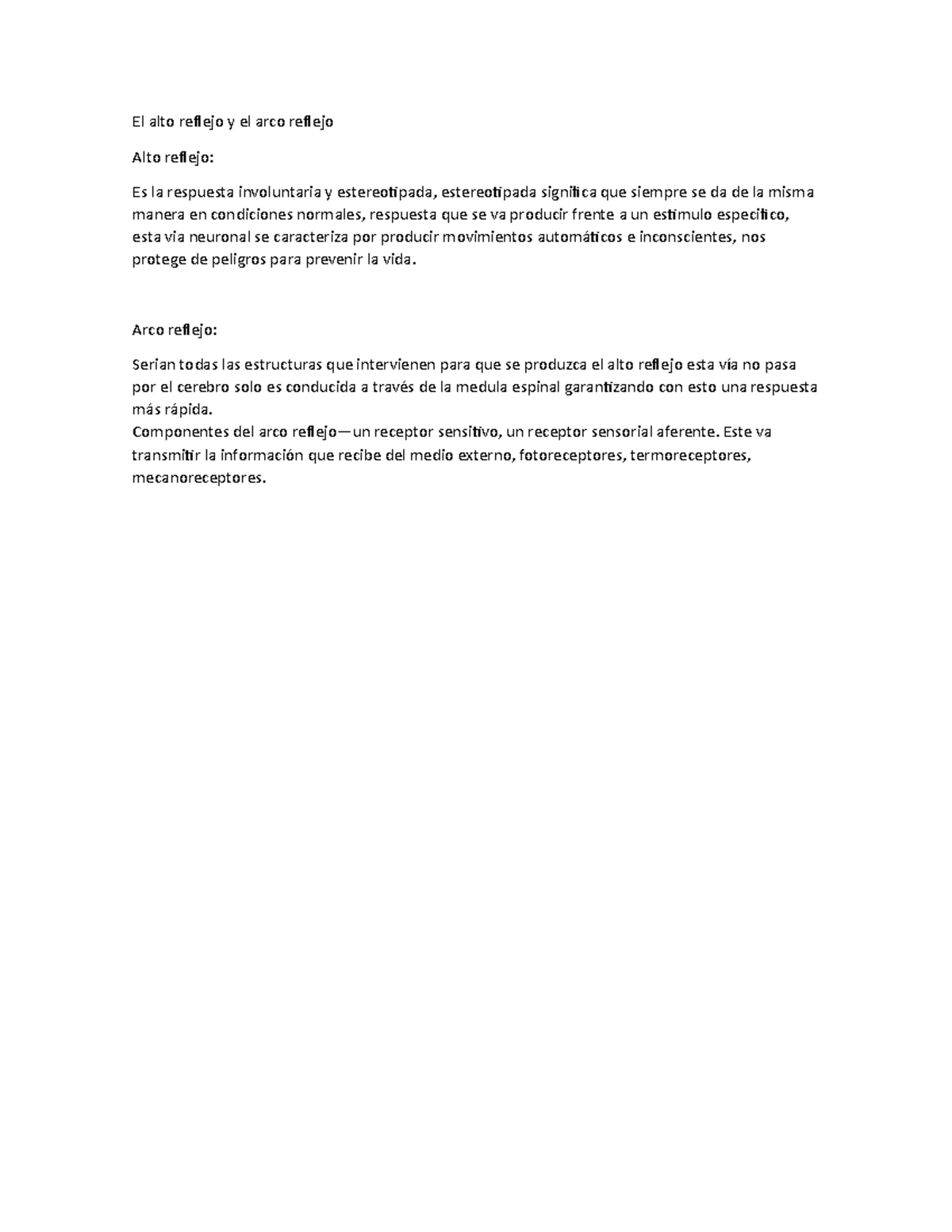 El alto reflejo y el arco reflejo, SISTEMA NERVIOSO - El alto reflejo y ...