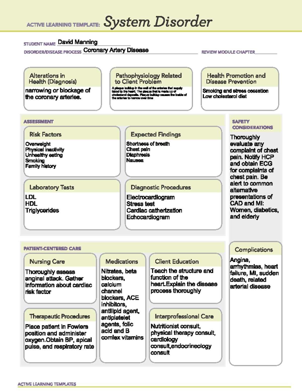 CAD - Coronary artery disease - ACTIVE LEARNING TEMPLATE: System ...