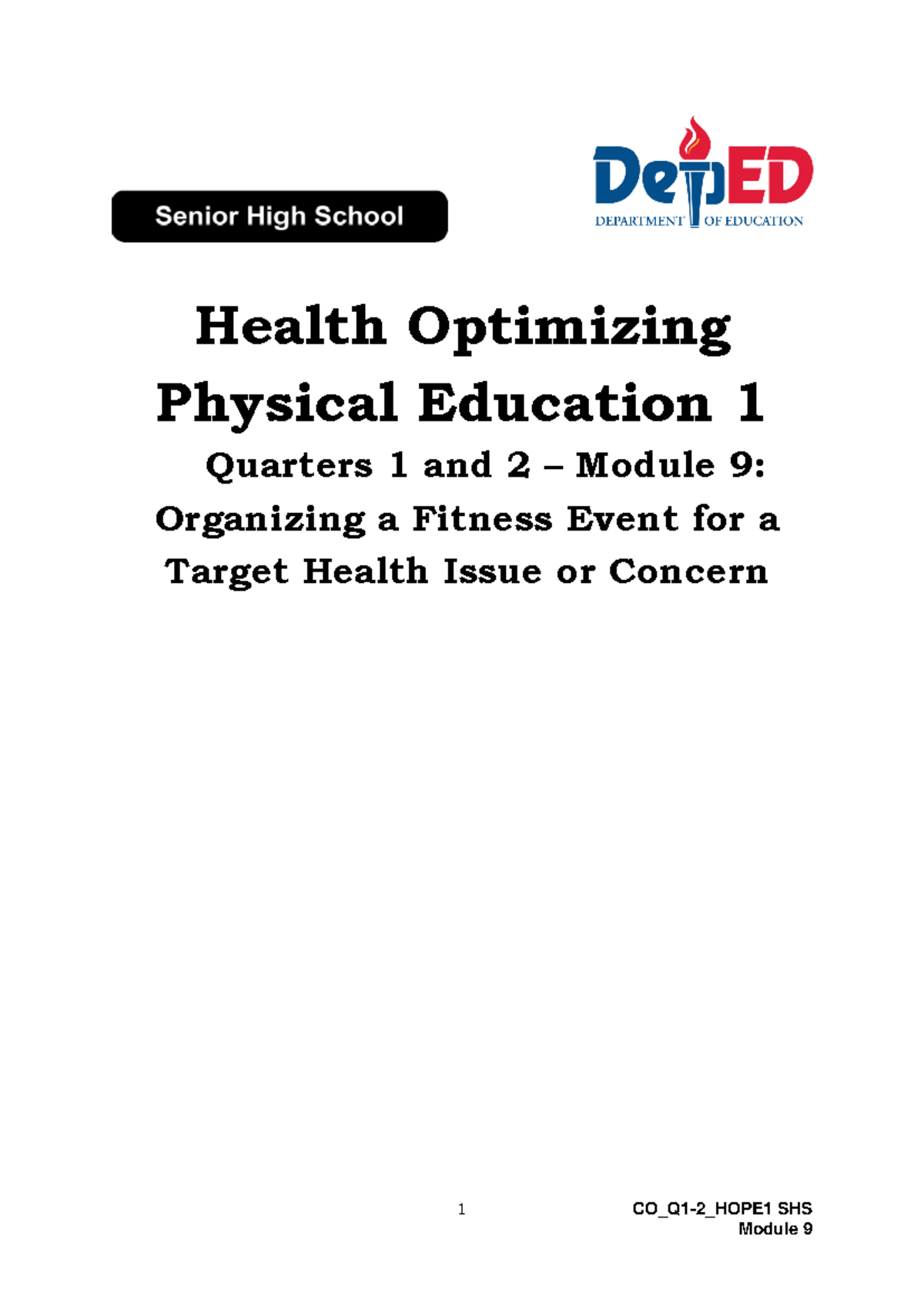 HOPE- Module 083817 - Answer key - 1 CO_Q1-2_HOPE1 SHS Health ...