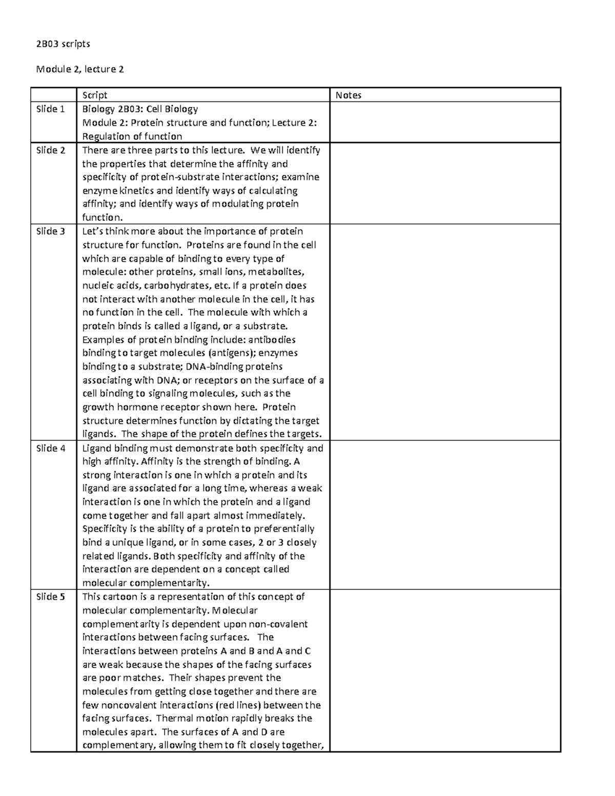 Bio 2B03 module 2 lecture 2 script - 2B03 scripts Module 2, lecture 2 ...