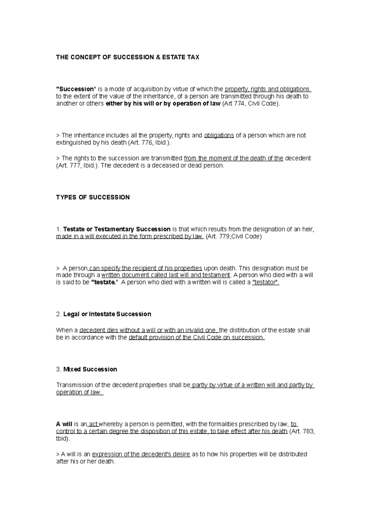 THE Concept OF Succession-1 - THE CONCEPT OF SUCCESSION & ESTATE TAX ...